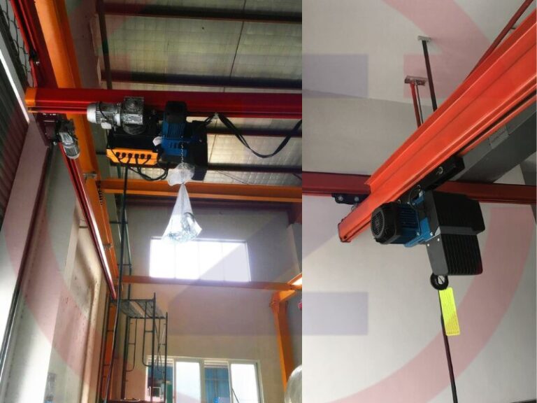 Cầu trục monorail KBK ứng dụng cho kho kệ chứa hàng hoá